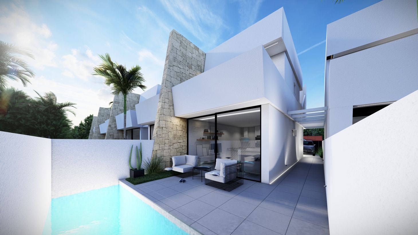 Linked and semi detached villas with private pools (650 metres from the ...